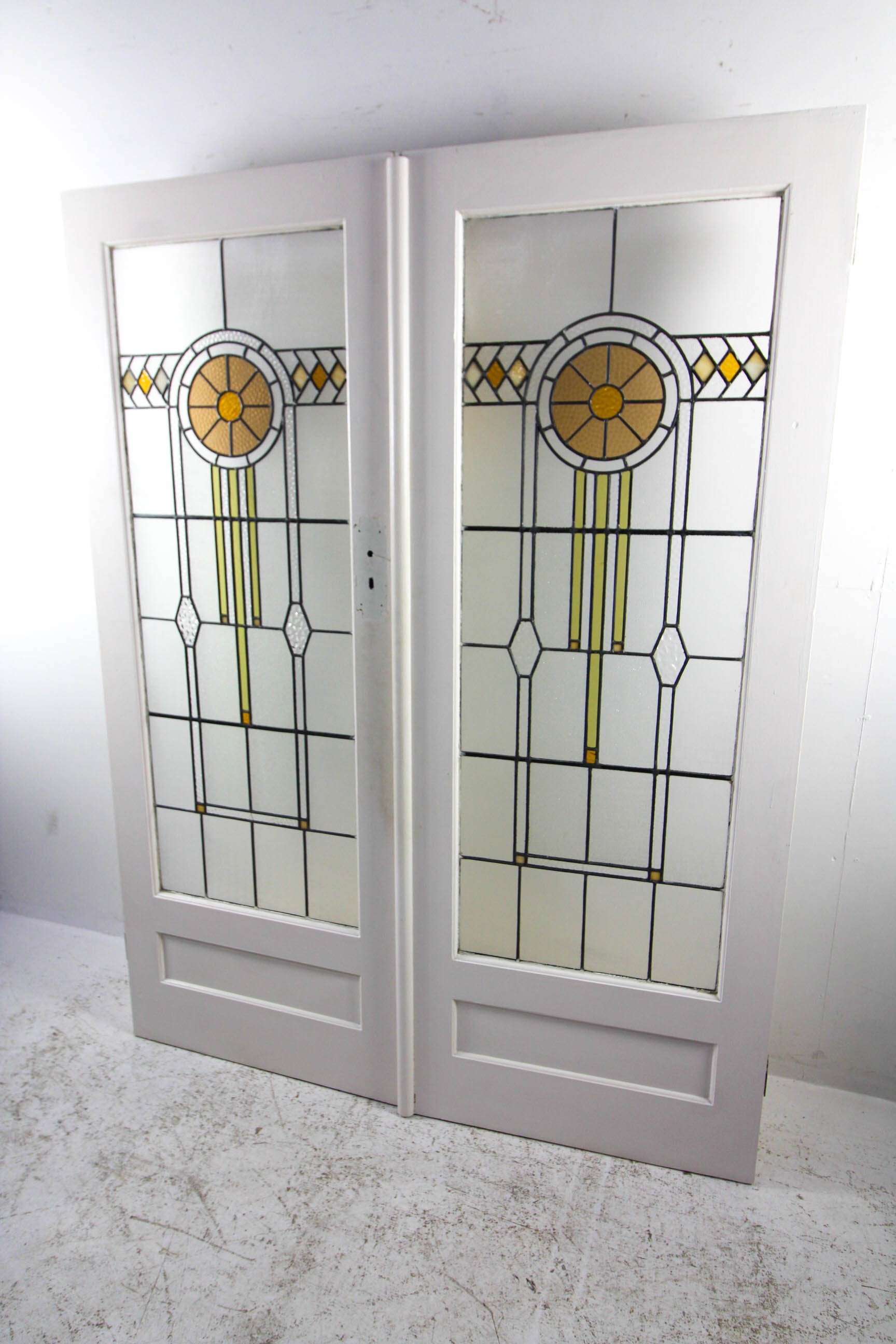 Impressive Leadlight Door Set | Renovators Paradise - Recycled Doors