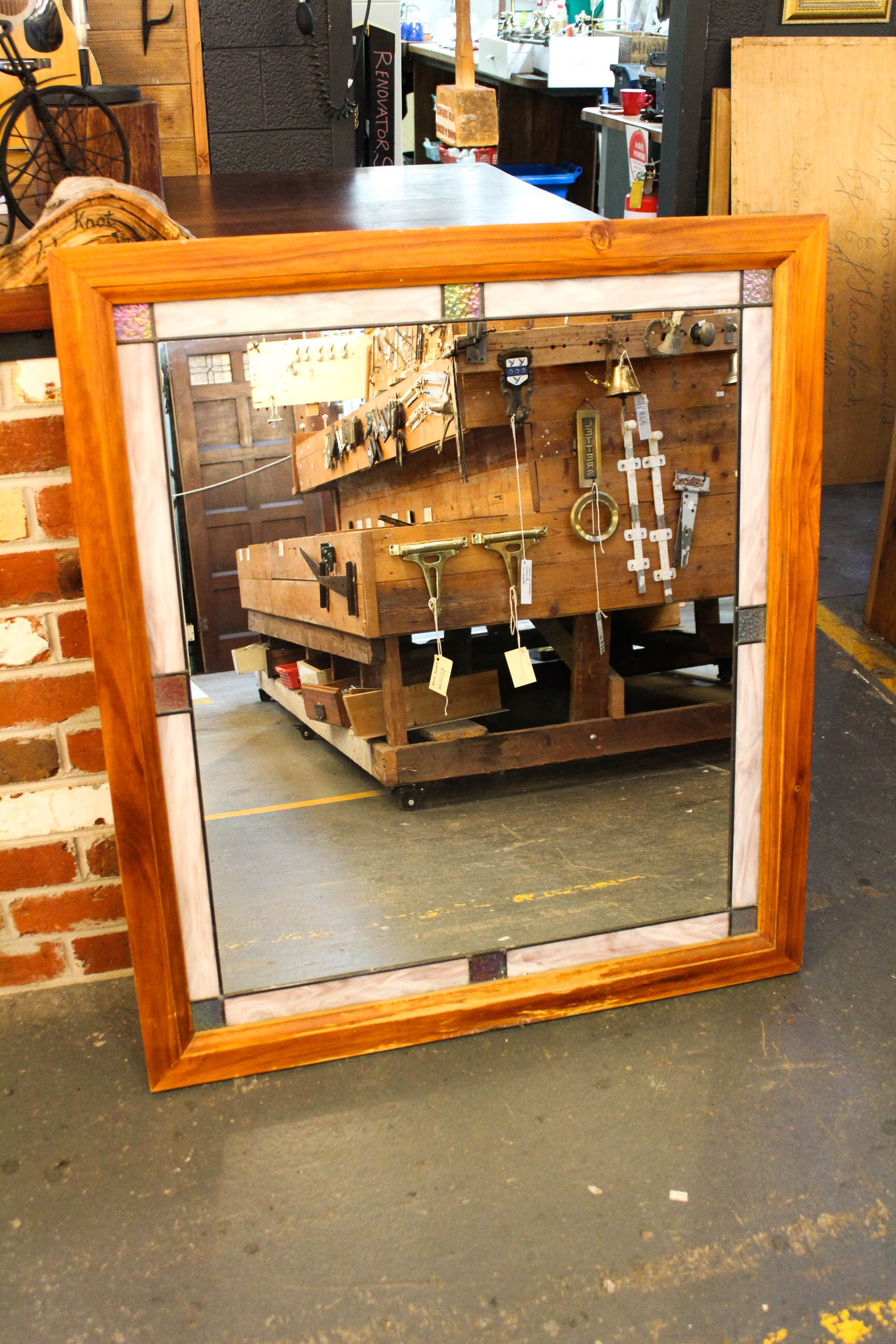 Leadlight Feature Mirror | Renovators Paradise - Nice Mirrors