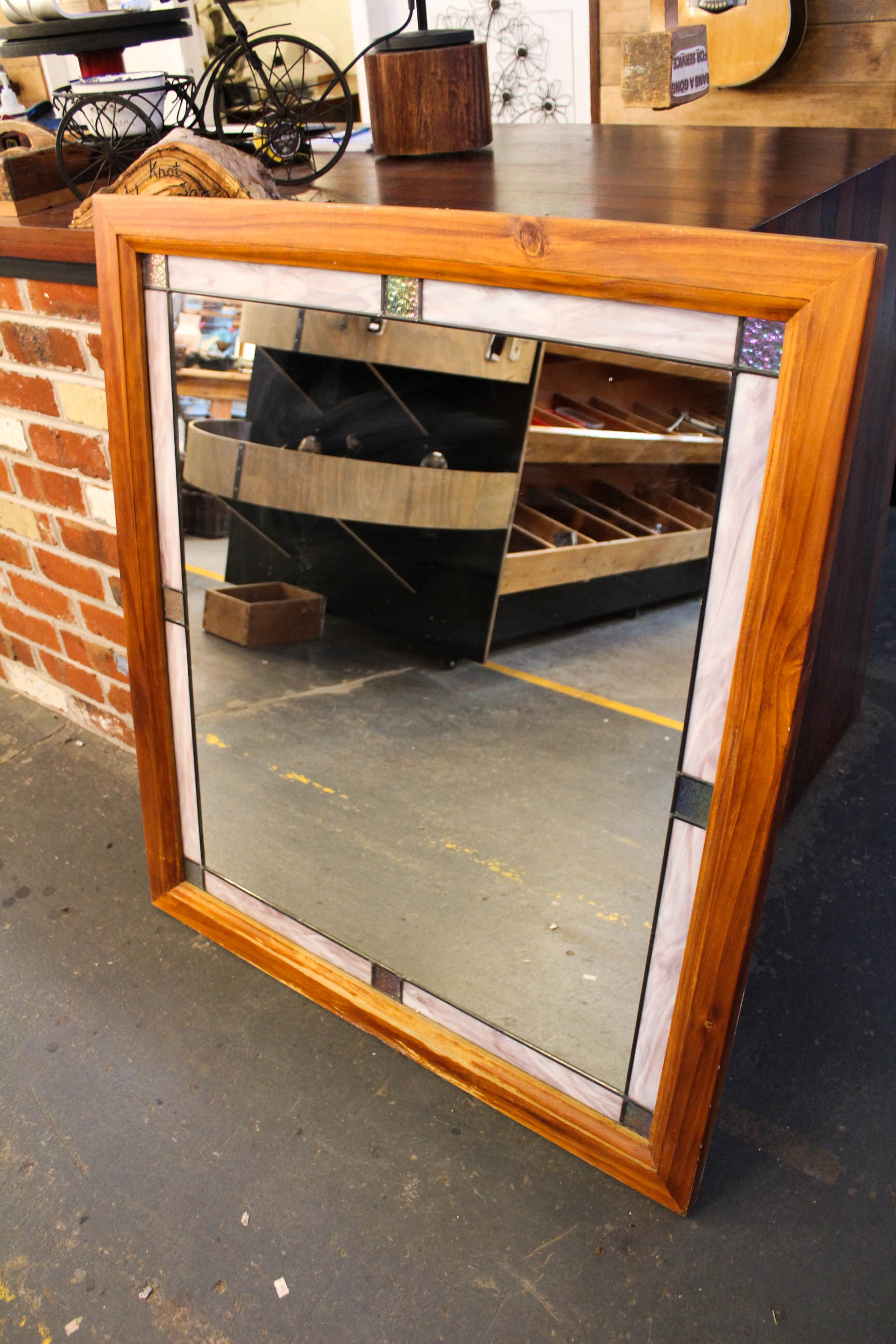 Leadlight Feature Mirror | Renovators Paradise - Nice Mirrors