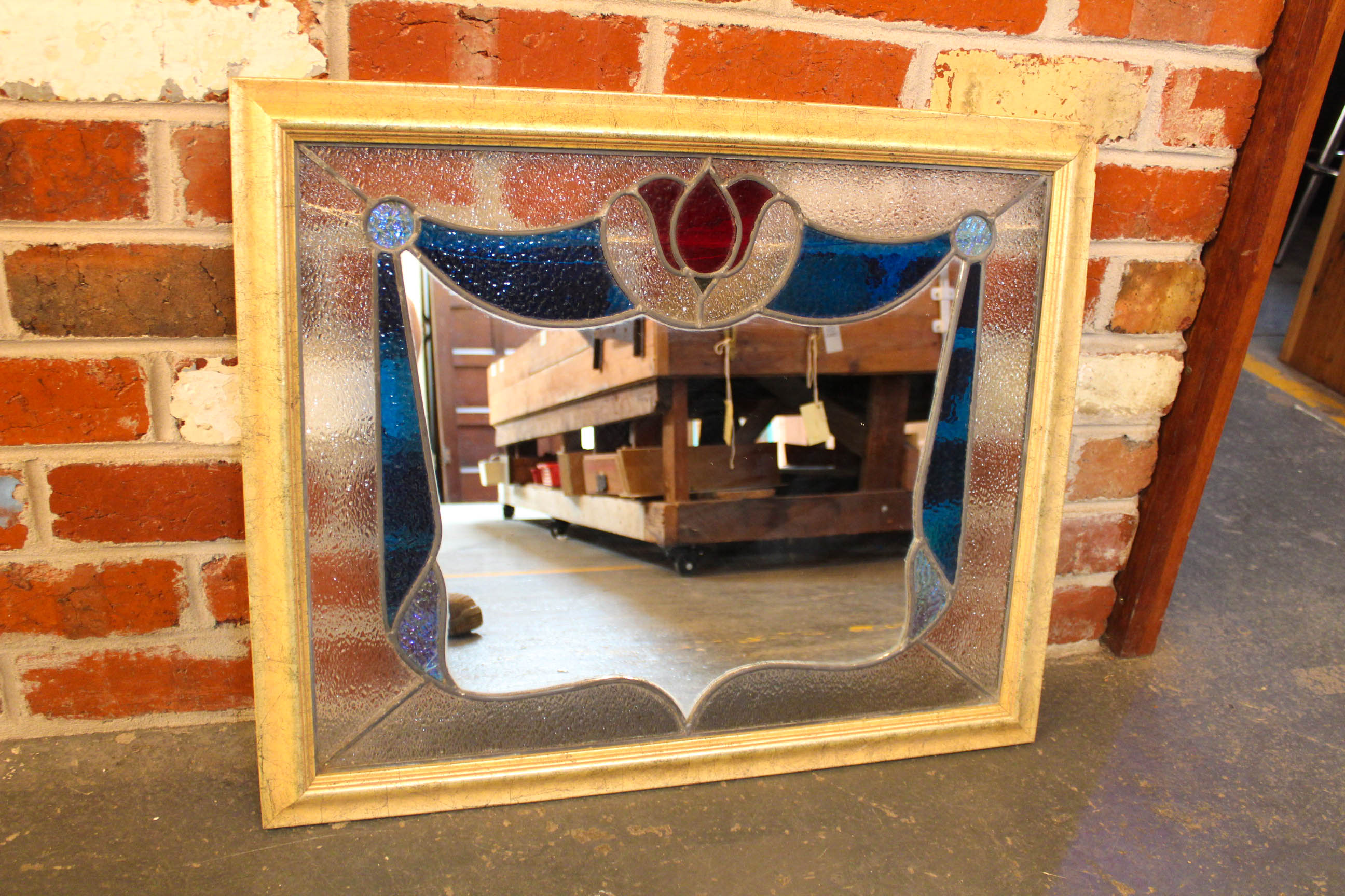 Leadlight Feature Mirror | Renovators Paradise - Rustic