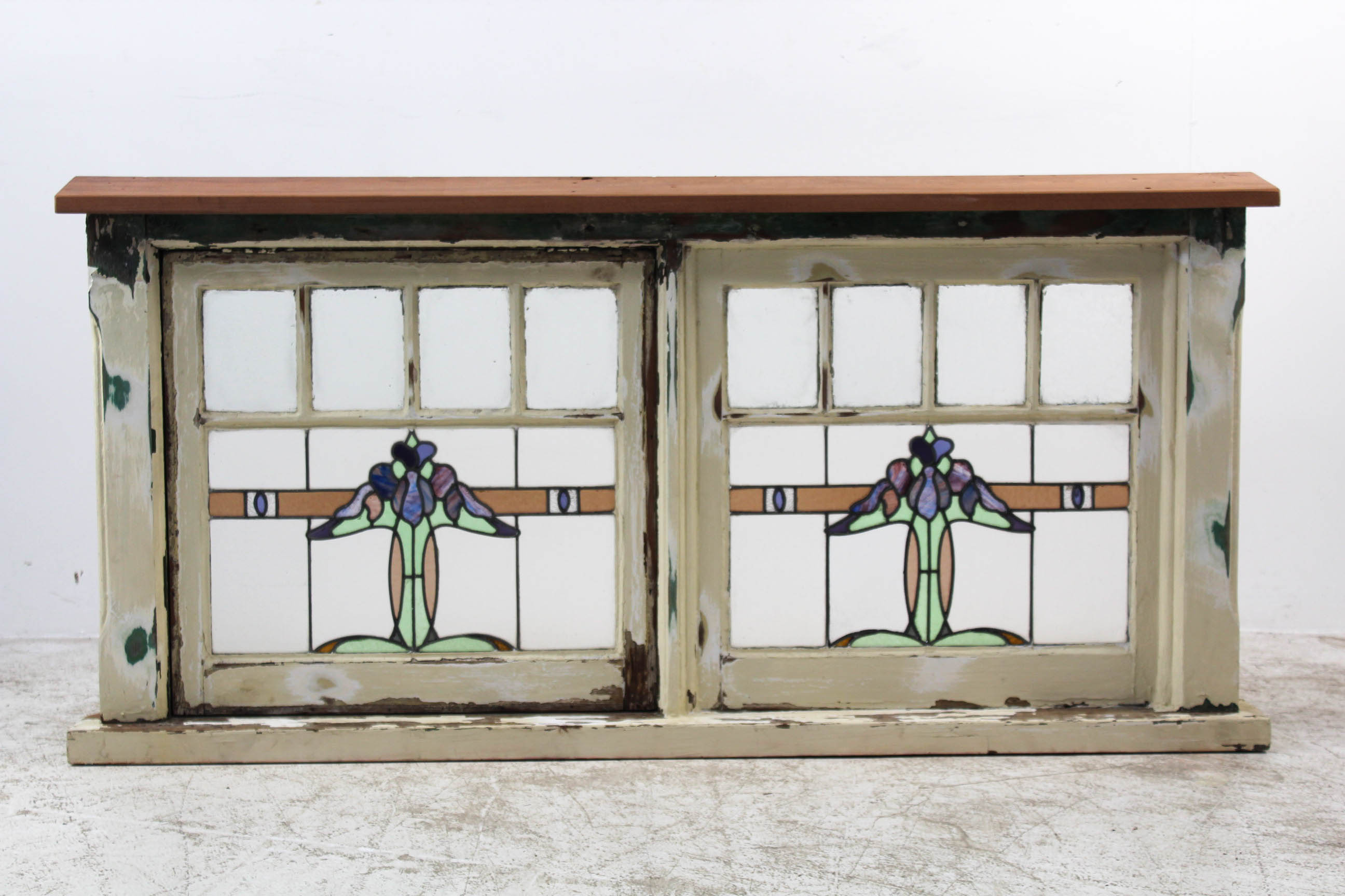 Double Leadlight Highlight Window | Renovators Paradise Window