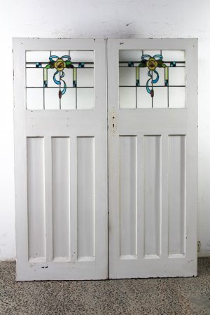 Lovely Leadlight Door Set | Renovators Paradise Lovely Leadlight Door Set