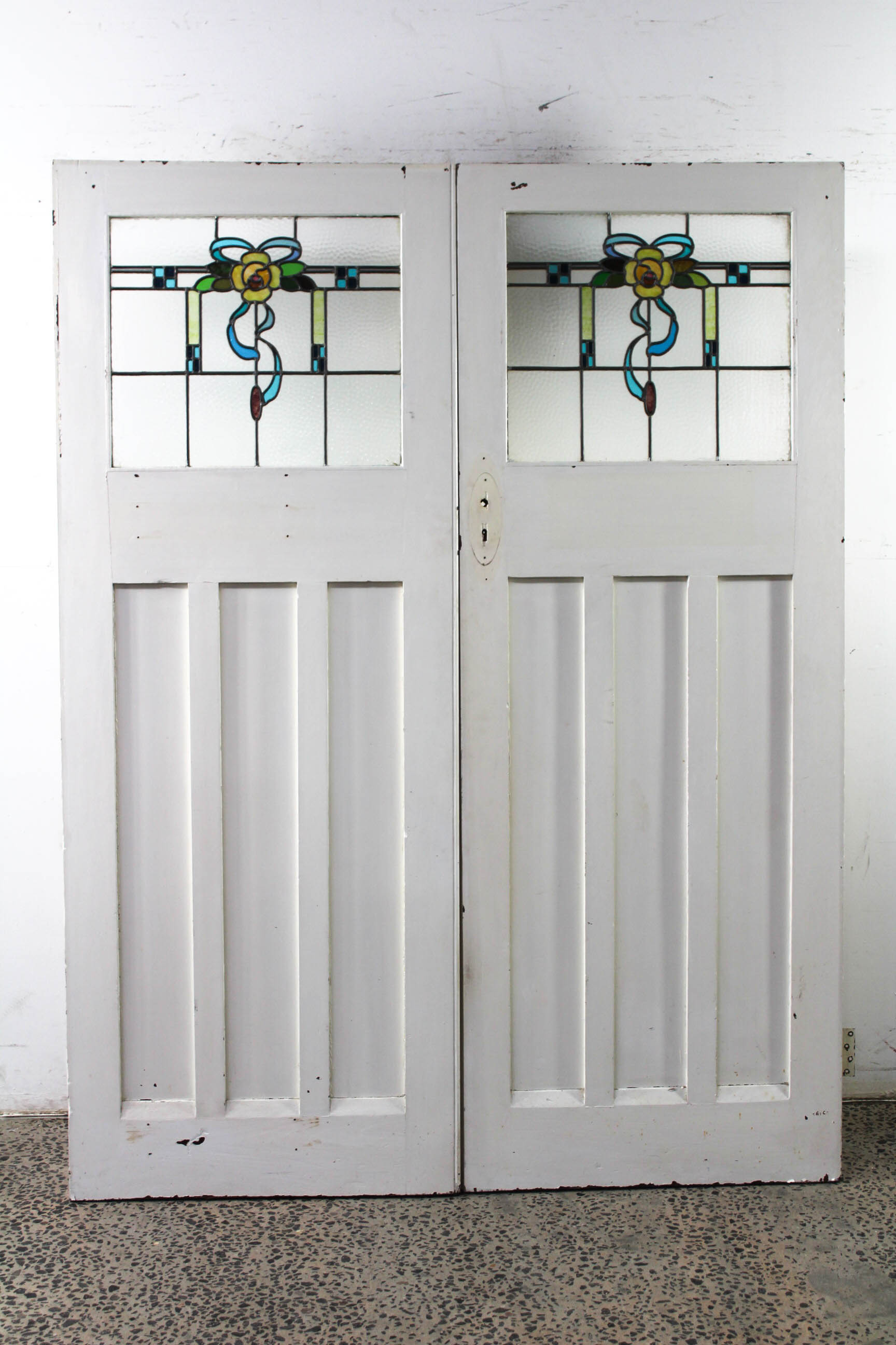 Lovely Leadlight Door Set | Renovators Paradise Lovely Leadlight Door Set