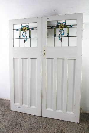 Lovely Leadlight Door Set | Renovators Paradise Lovely Leadlight Door Set