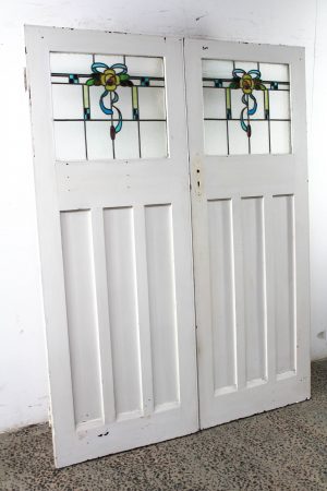 Lovely Leadlight Door Set | Renovators Paradise Lovely Leadlight Door Set