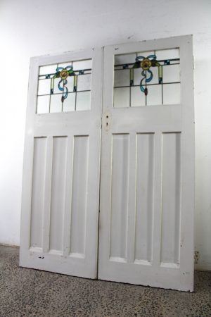 Lovely Leadlight Door Set | Renovators Paradise Lovely Leadlight Door Set