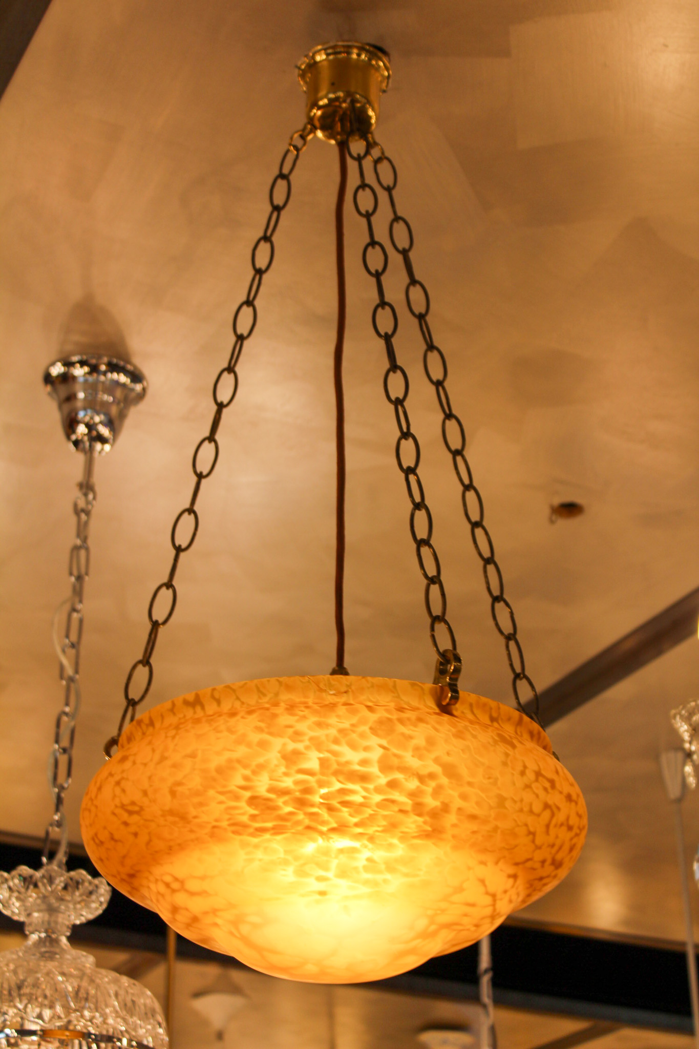 Vintage Amber 3 Chain Light | Renovators Paradise