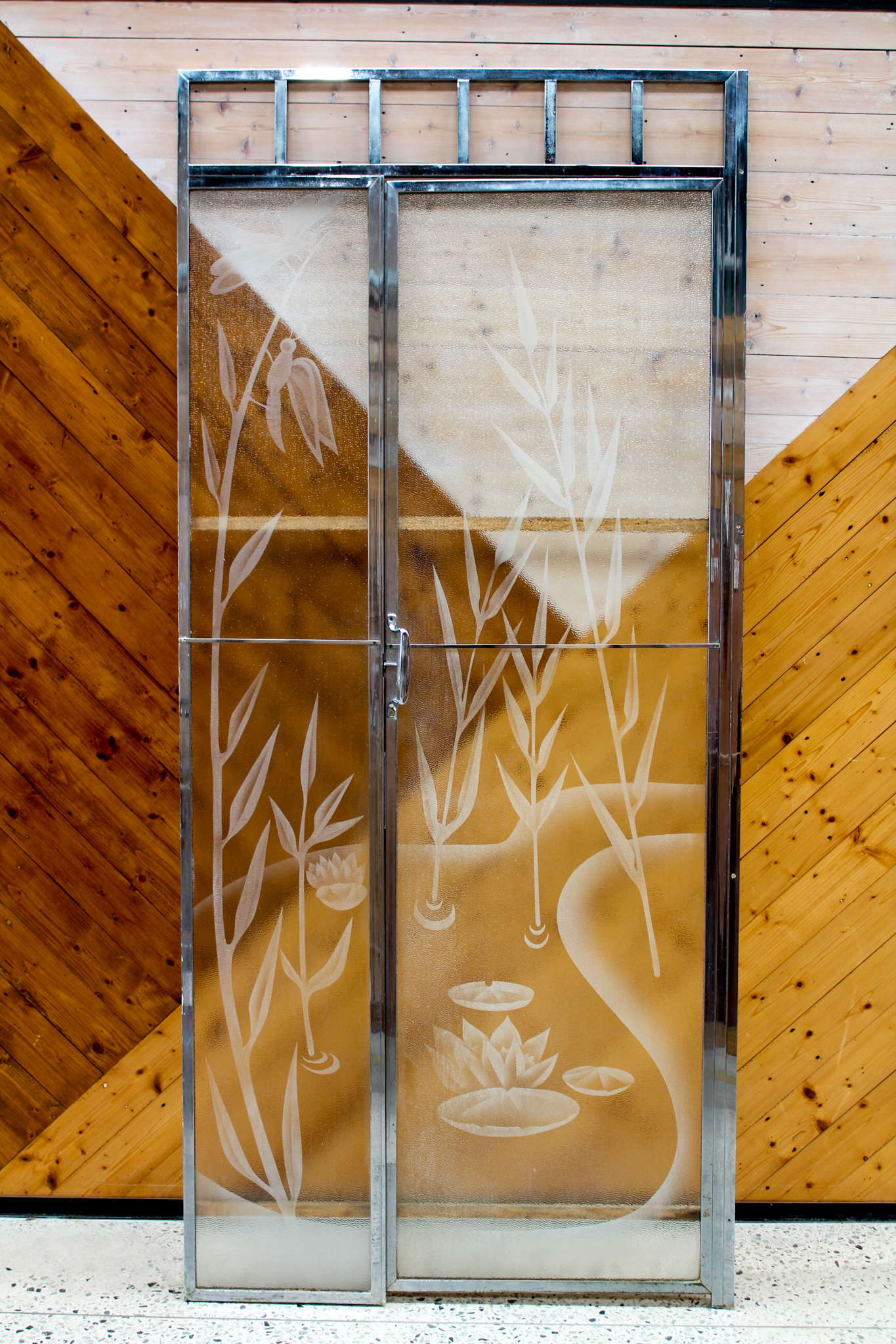Deco Etched Shower Screen | Renovators Paradise - Classic Bathrooms
